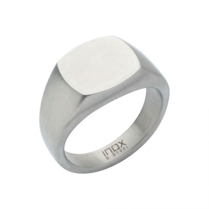 Buy Men's Silver tone Stainless Steel Signet Ring | INOX Jewelry India ...
